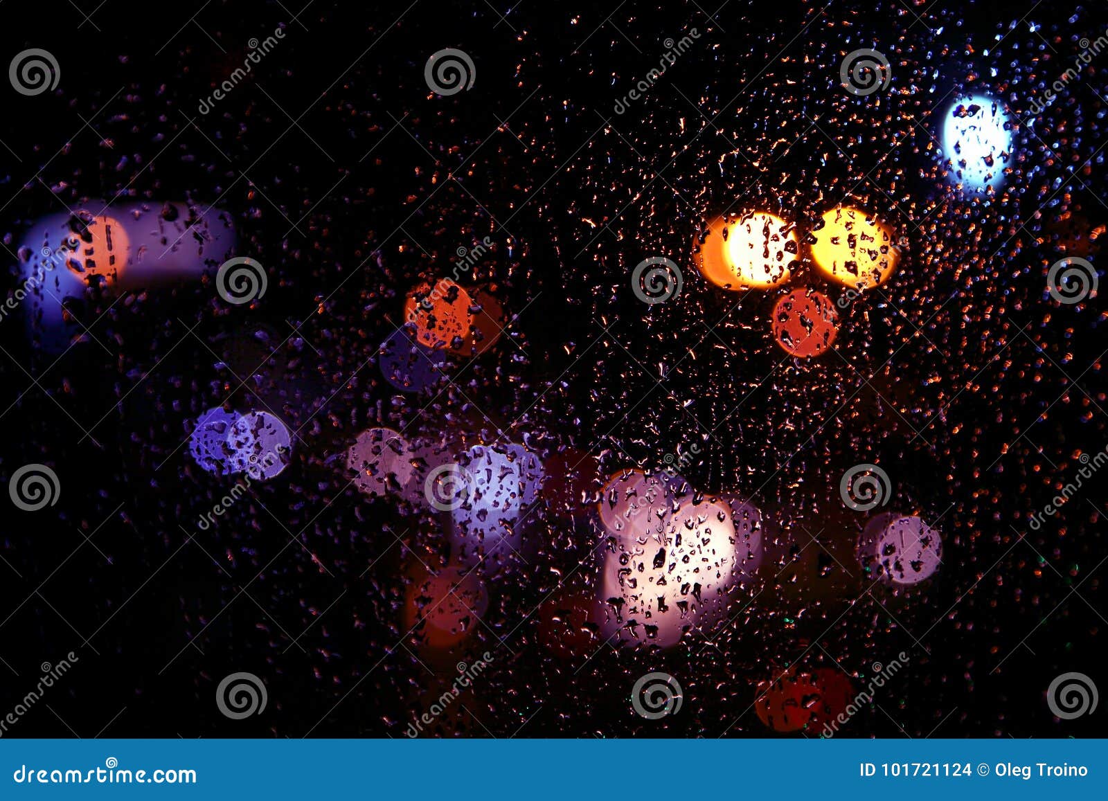 Night Light Reflection on Wet Glass Stock Illustration - Illustration ...