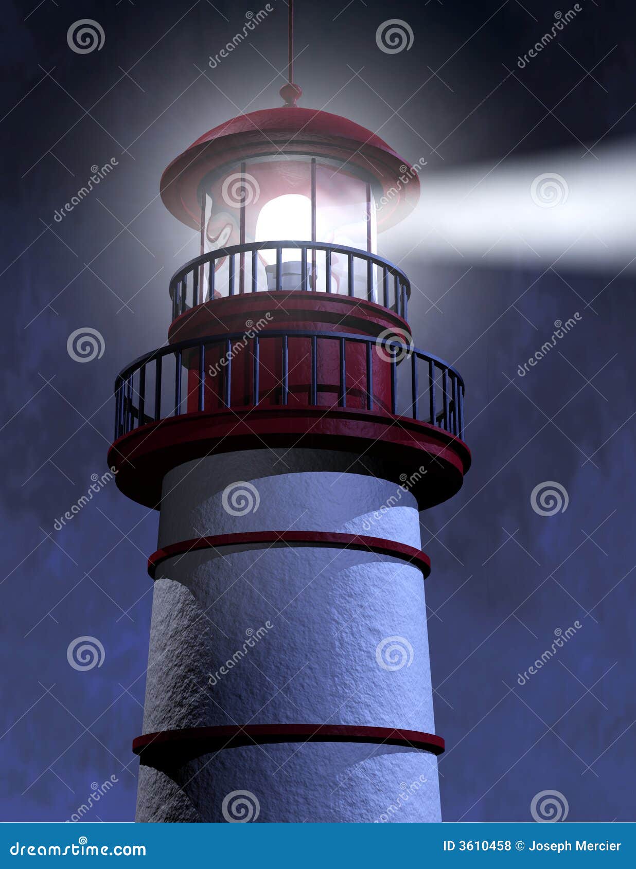 Night Lighthouse Beam stock illustration. Illustration of mist - 3610458