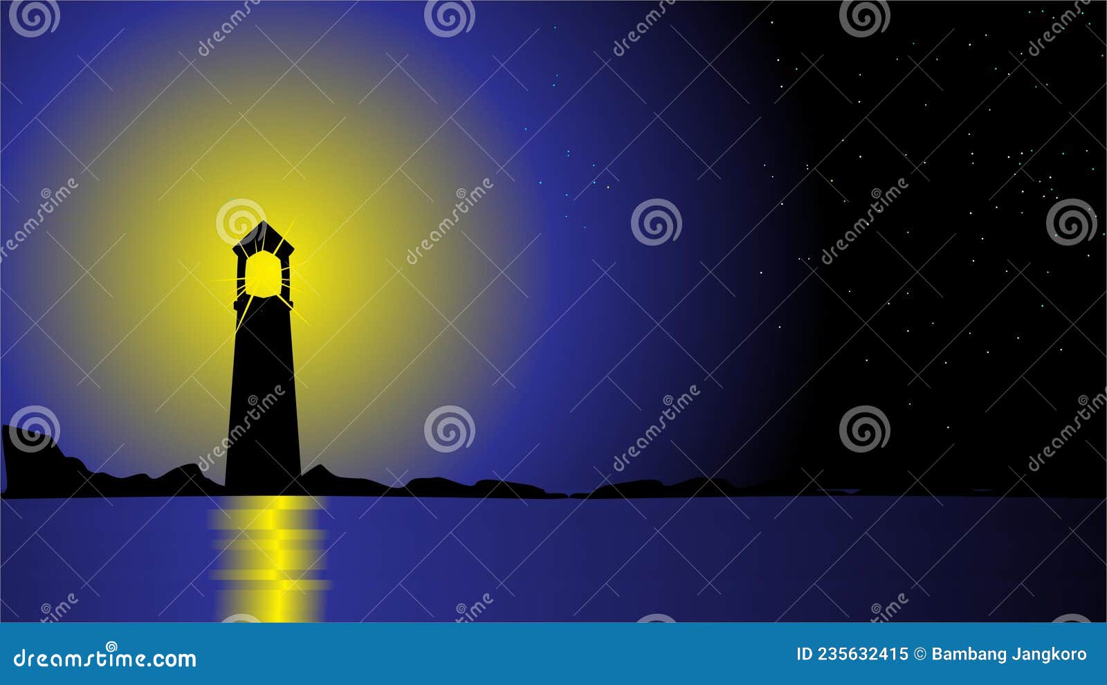 Night Lighthouse Landscape Vector Illustration Stock Vector ...