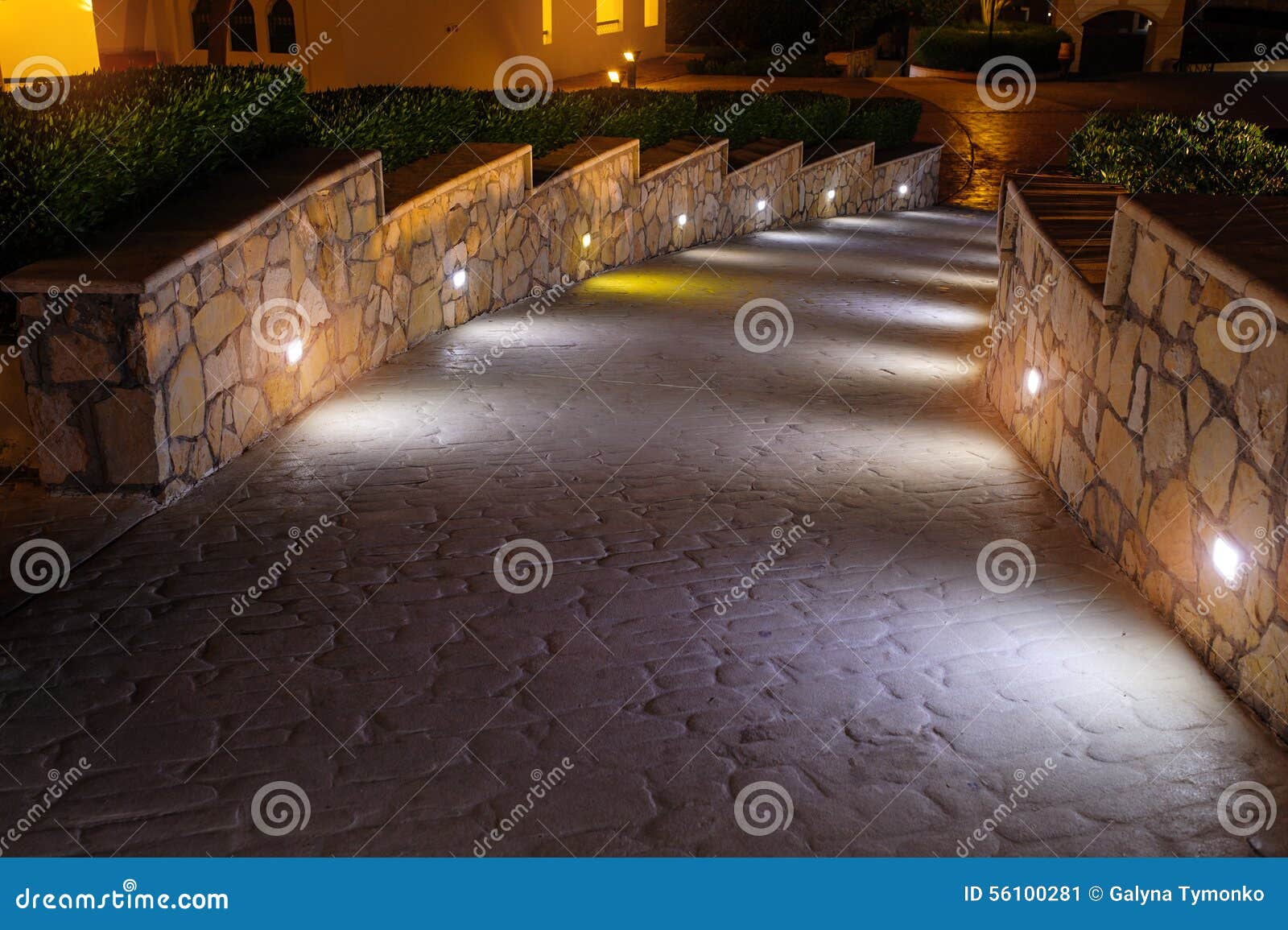 Night Lighting Path for Walks in the Hotel Stock Image - Image of light ...