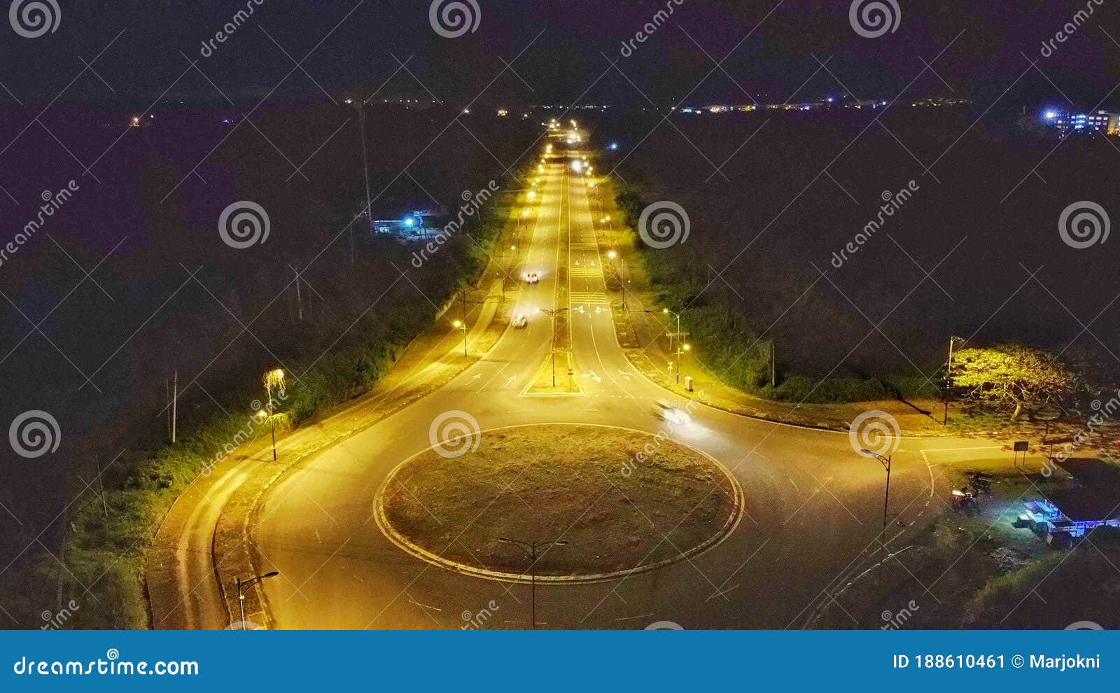 Night with Lighting at the Roundabout. Stock Image - Image of morning ...