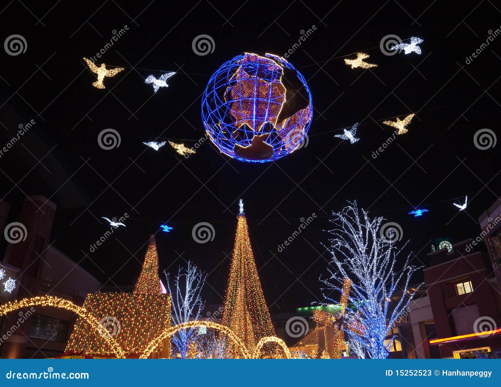 Night Lighting Scene of Peace Symbol Stock Image - Image of flying ...