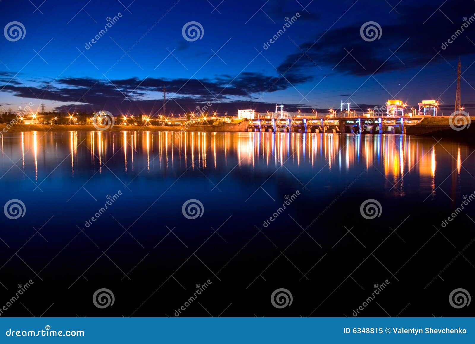 Night Lights Hydroelectric Dam Stock Image - Image of engineering ...