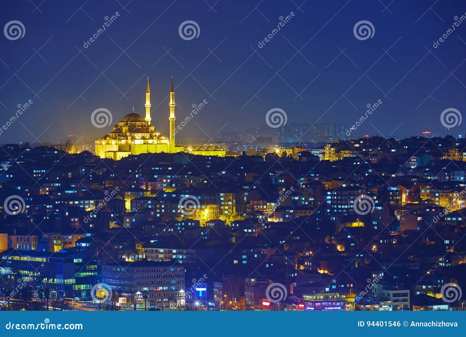 Night lights of Istanbul stock photo. Image of istanbul - 94401546