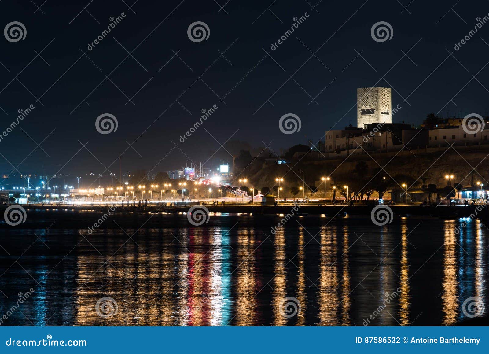 Night Lights in Rabat, Morocco from the Bay Stock Photo - Image of ...