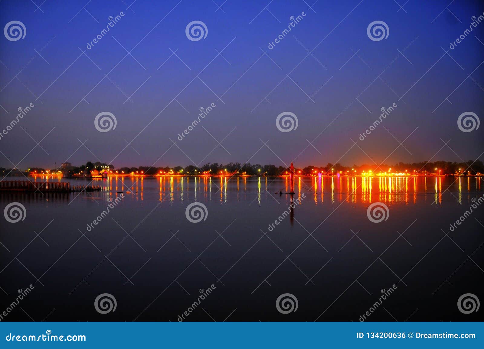Night lights stock photo. Image of lake, reflect, water - 134200636