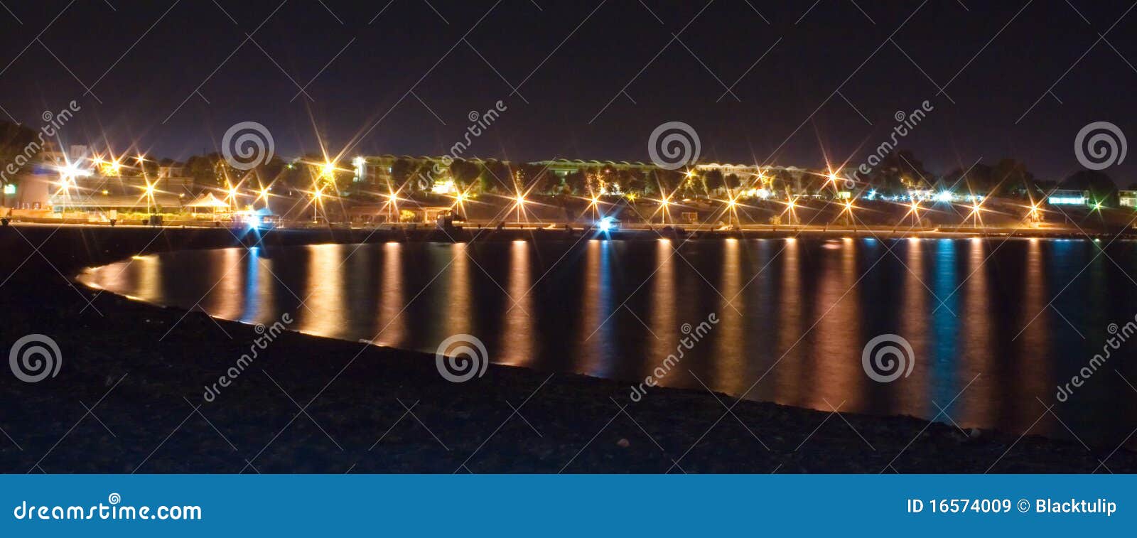 Night lights reflection stock image. Image of light, water - 16574009
