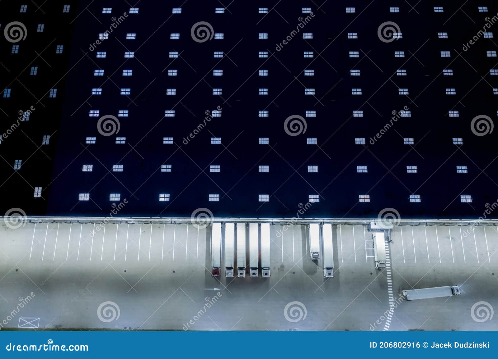 Night Loading Dock At A Warehouse. Modern Logistics Center. Docking ...