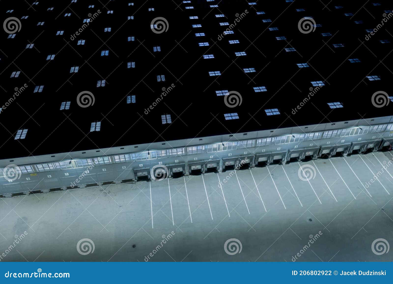 Night Loading Dock at a Warehouse. Modern Logistics Center Stock Photo ...