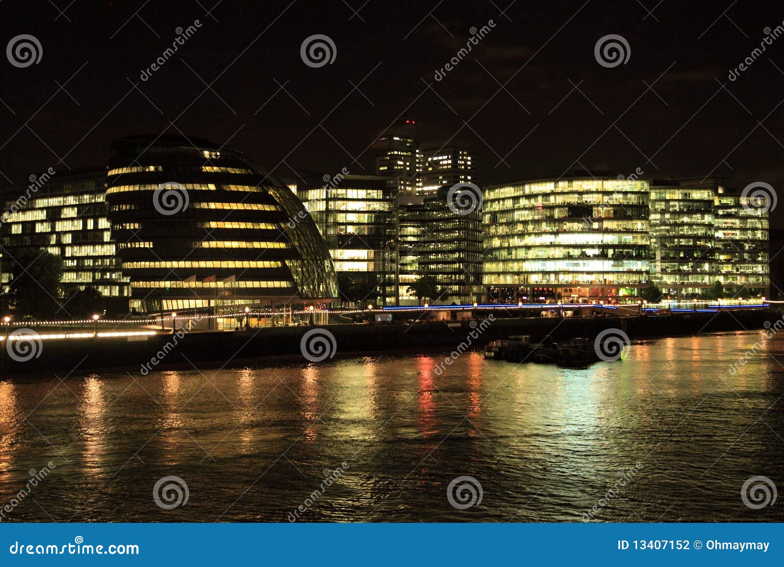 Night in London Financial Center Stock Photo - Image of financial ...