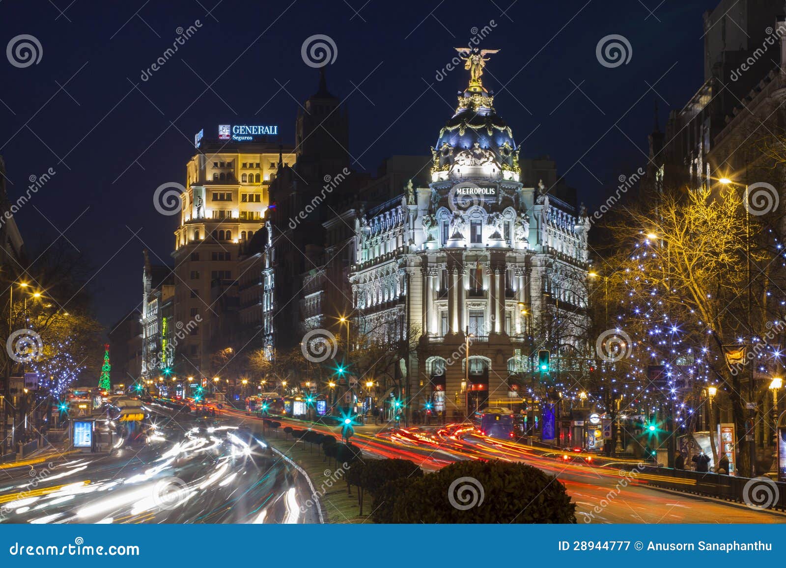 Night in Madrid editorial photography. Image of horizontal - 28944777