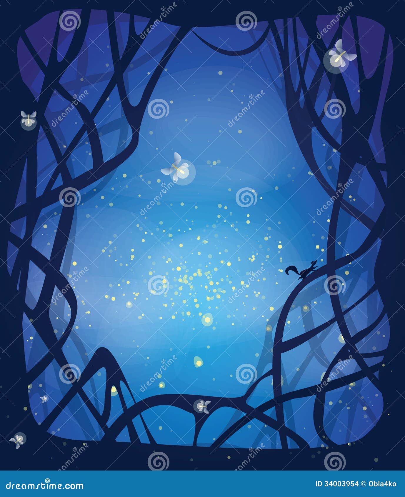 Magic Night Dark Blue Cards With Sparkling Glitter Bokeh And Line Art ...