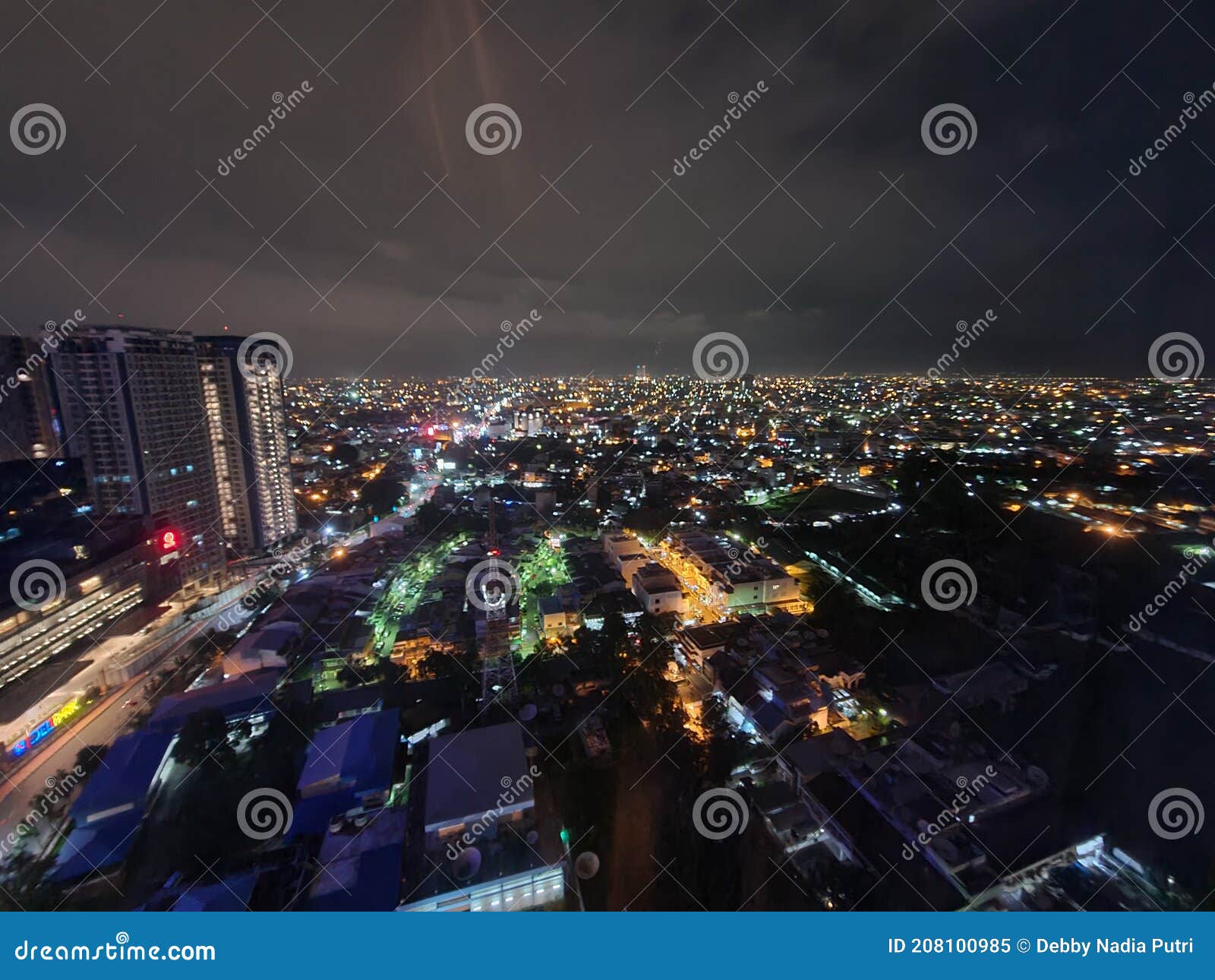 The night of Medan stock image. Image of evening, reflection - 208100985