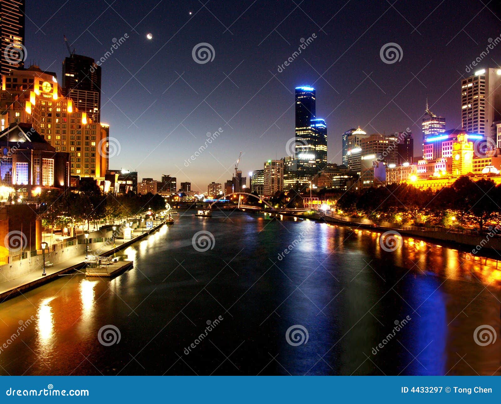 Night in melbourne stock image. Image of light, night - 4433297
