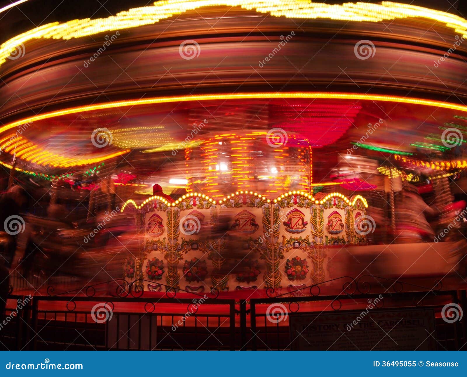 Night, Merry-go-round in Motion Stock Image - Image of happy, cheerful ...