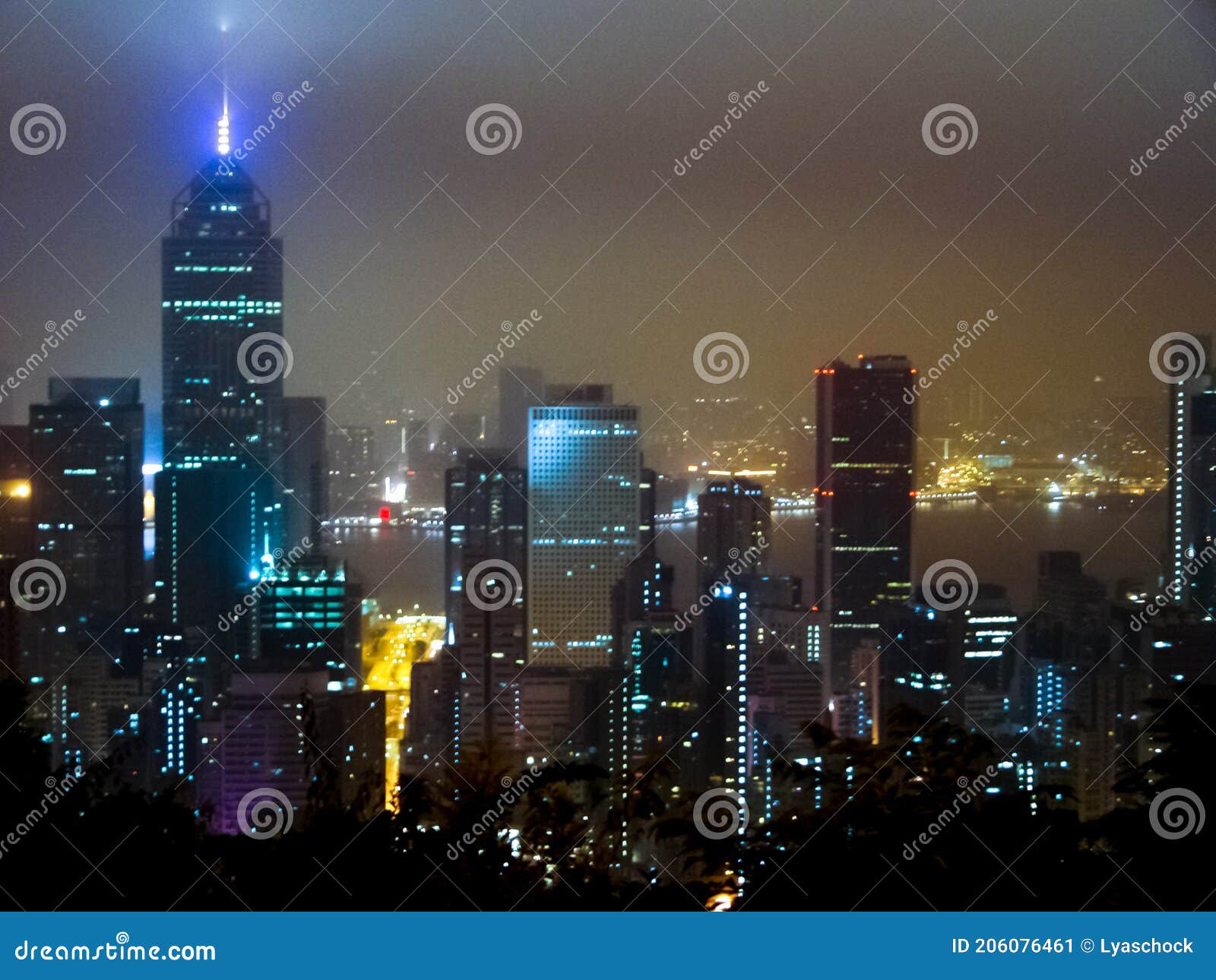 Night Metropolis in Lights. Hong Kong Night Stock Image - Image of ...