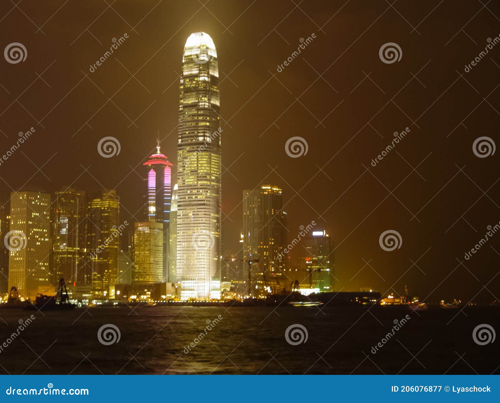 Night Metropolis in Lights. Hong Kong Night Stock Image - Image of ...