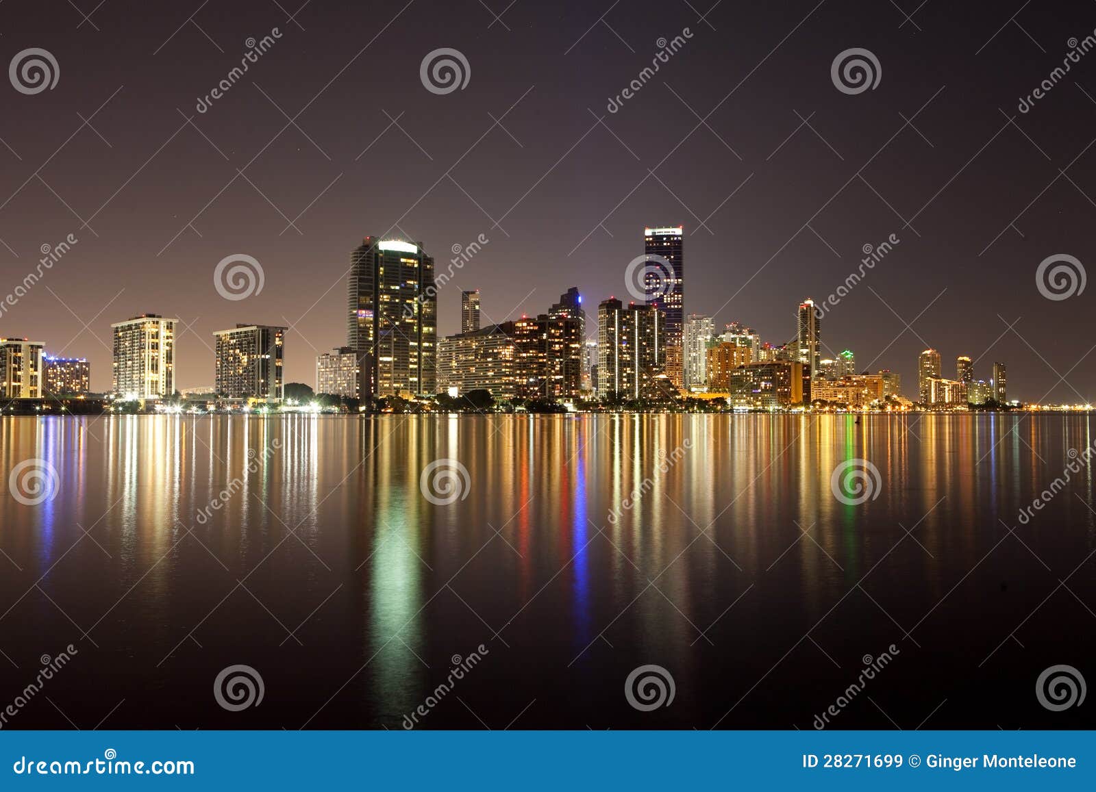 Night Miami Skyline stock image. Image of city, party - 28271699