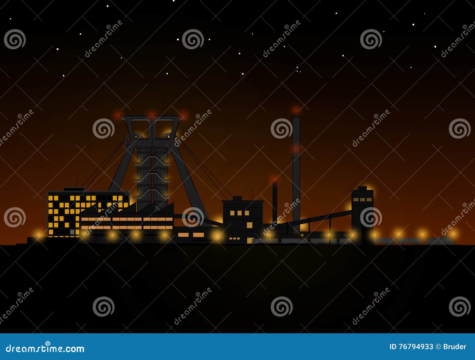 Night mine stock illustration. Illustration of miners - 76794933