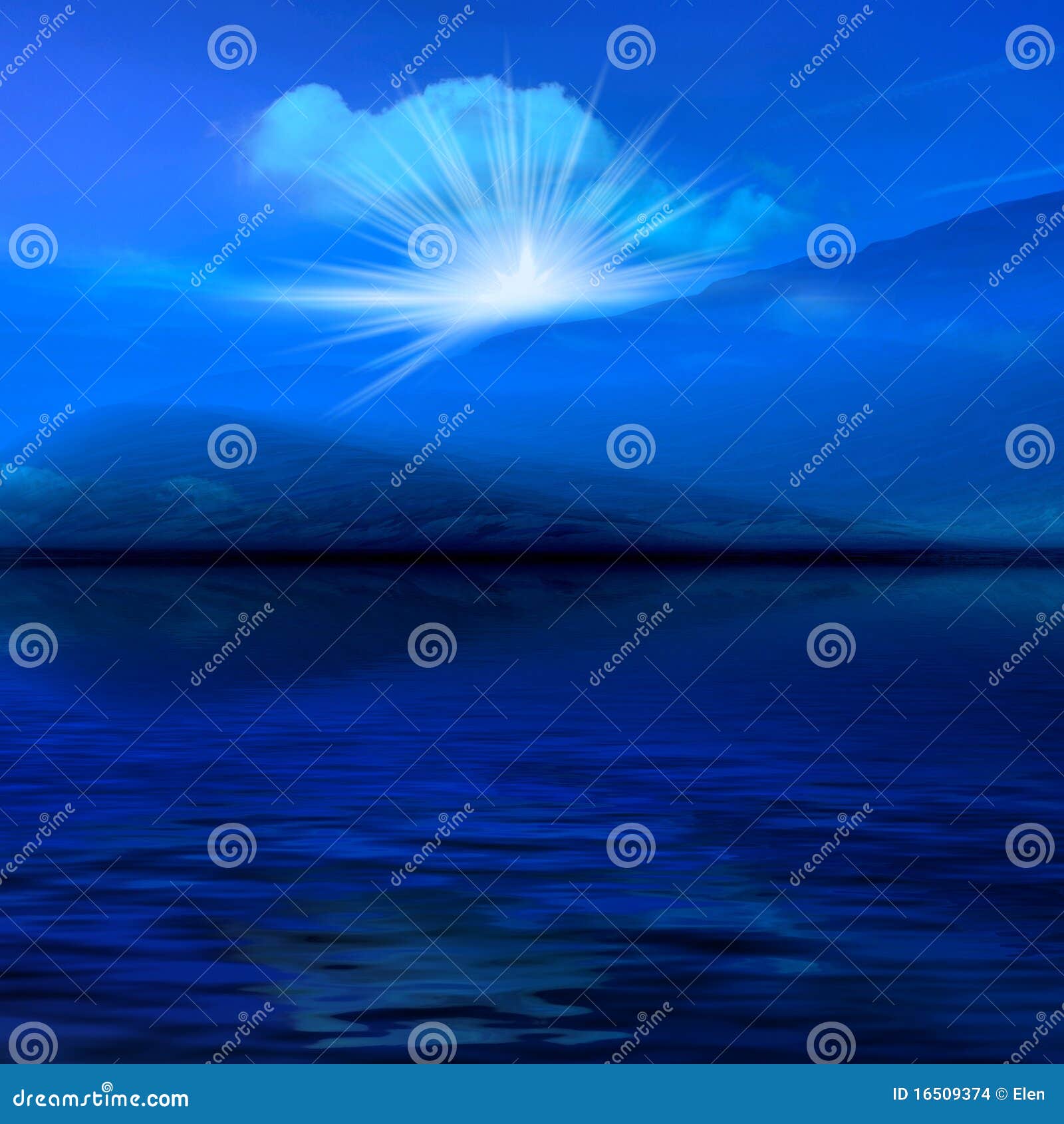 Night misty blue landscape stock illustration. Illustration of heaven ...