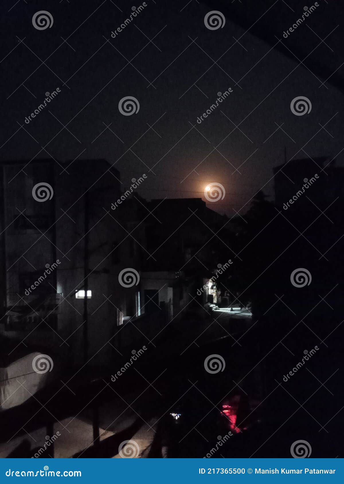 Night Moon Scene from Terrace Stock Photo - Image of moon, terrace ...