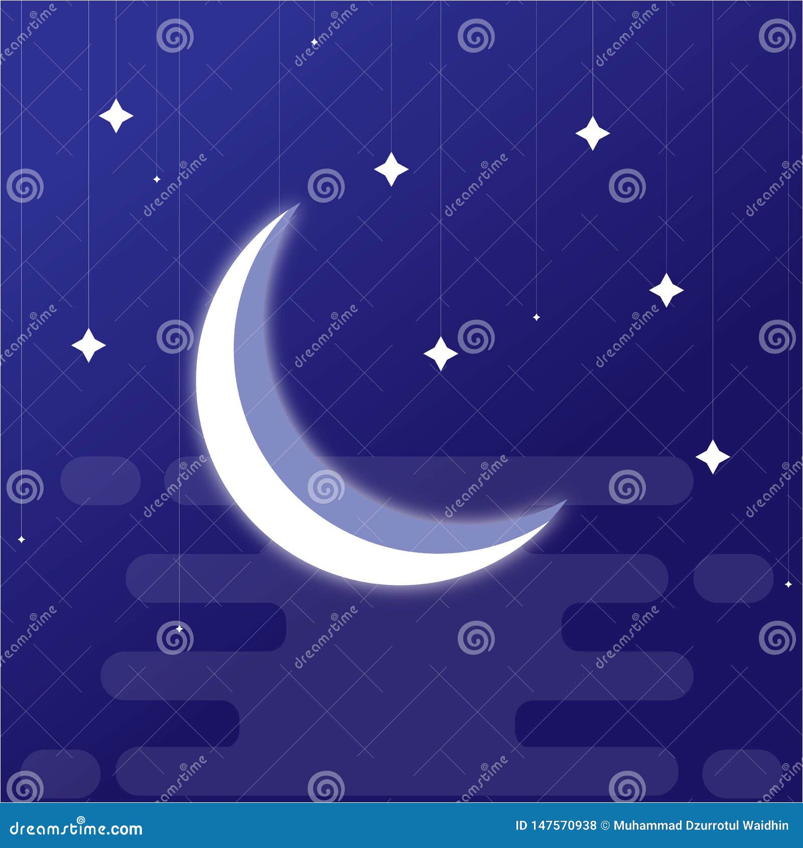 Amazing Night Moon Vector Illustration Stock Vector - Illustration of ...