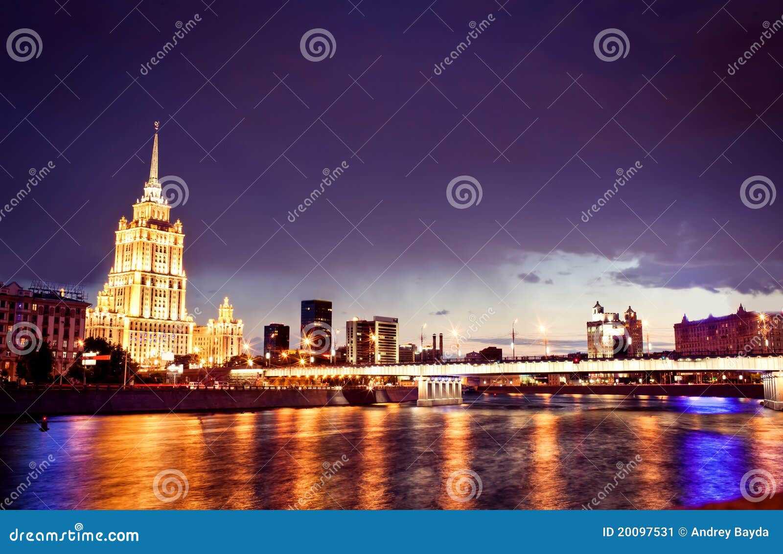 Night Moscow cityscape stock image. Image of capital - 20097531