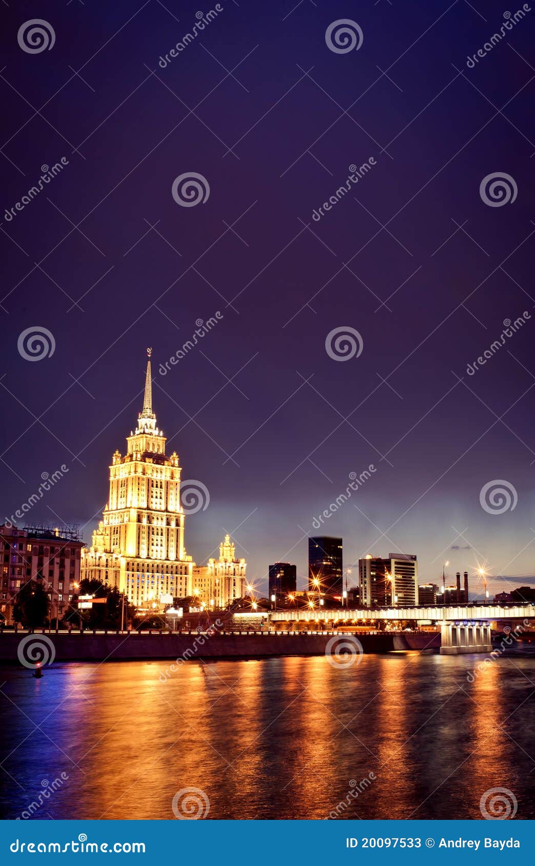 Night Moscow cityscape stock image. Image of architecture - 20097533