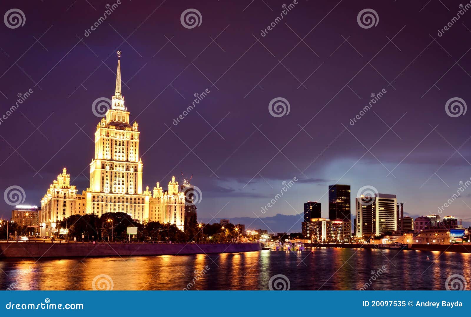 Night Moscow cityscape stock image. Image of architecture - 20097535