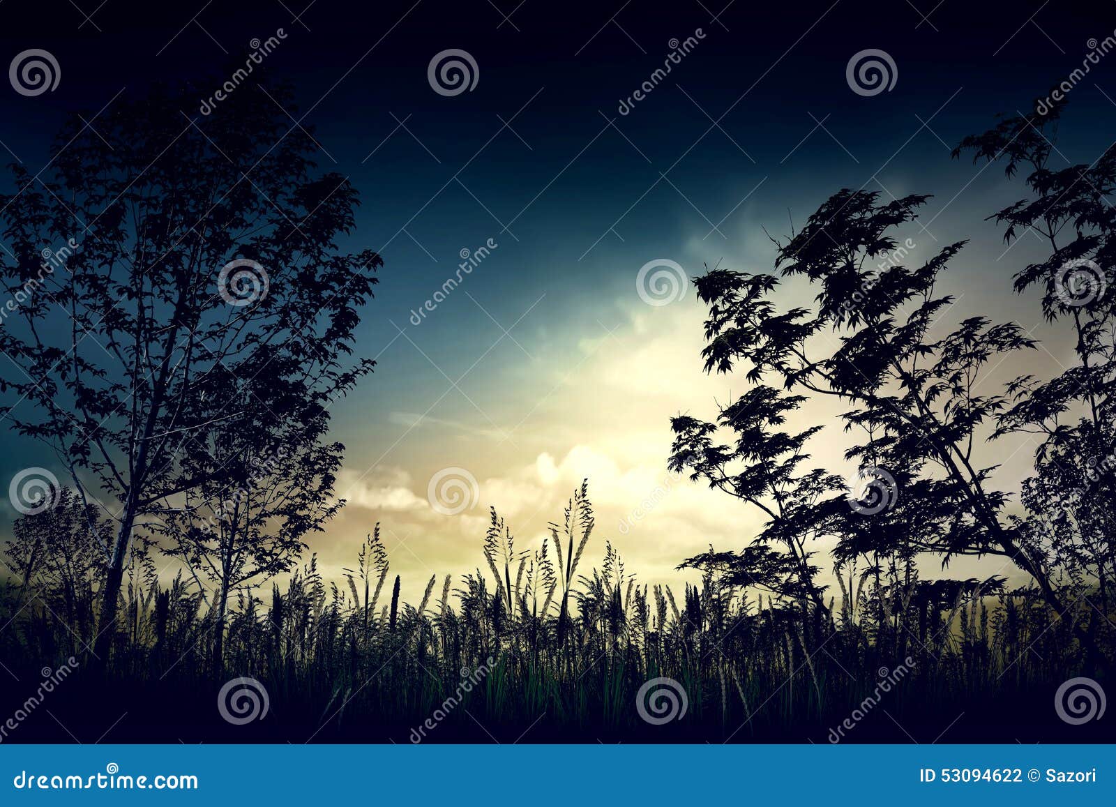 Night Nature and Ghost Illustration Stock Illustration - Illustration ...