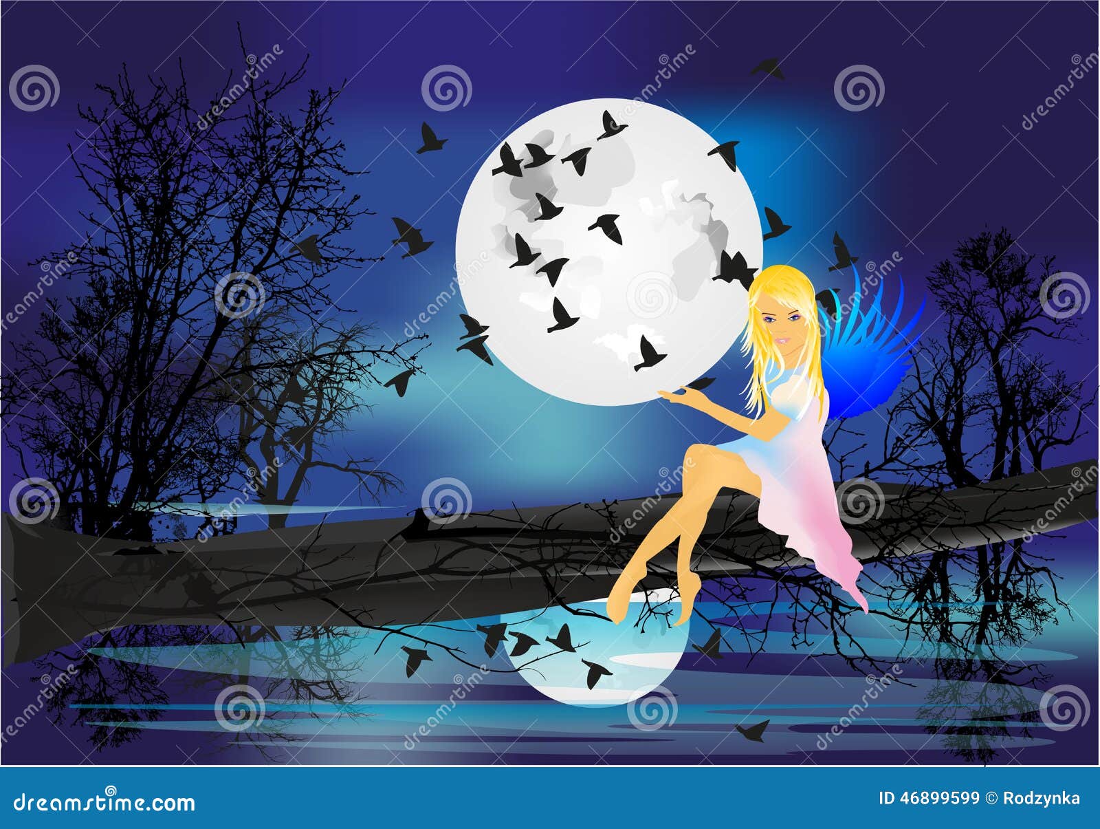 Night nymph stock illustration. Illustration of girl - 46899599