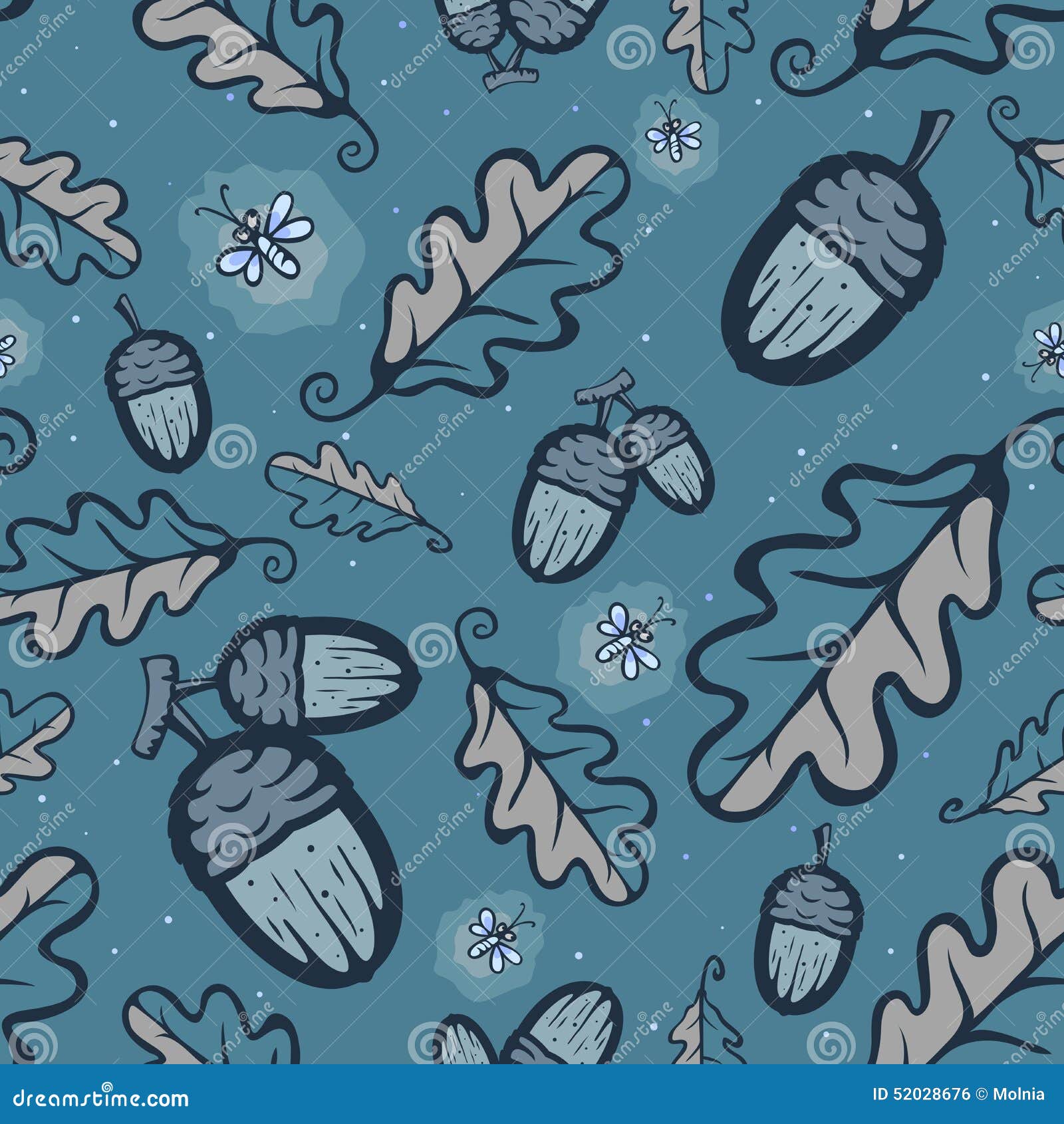 Night oak forest pattern stock vector. Illustration of foliage - 52028676