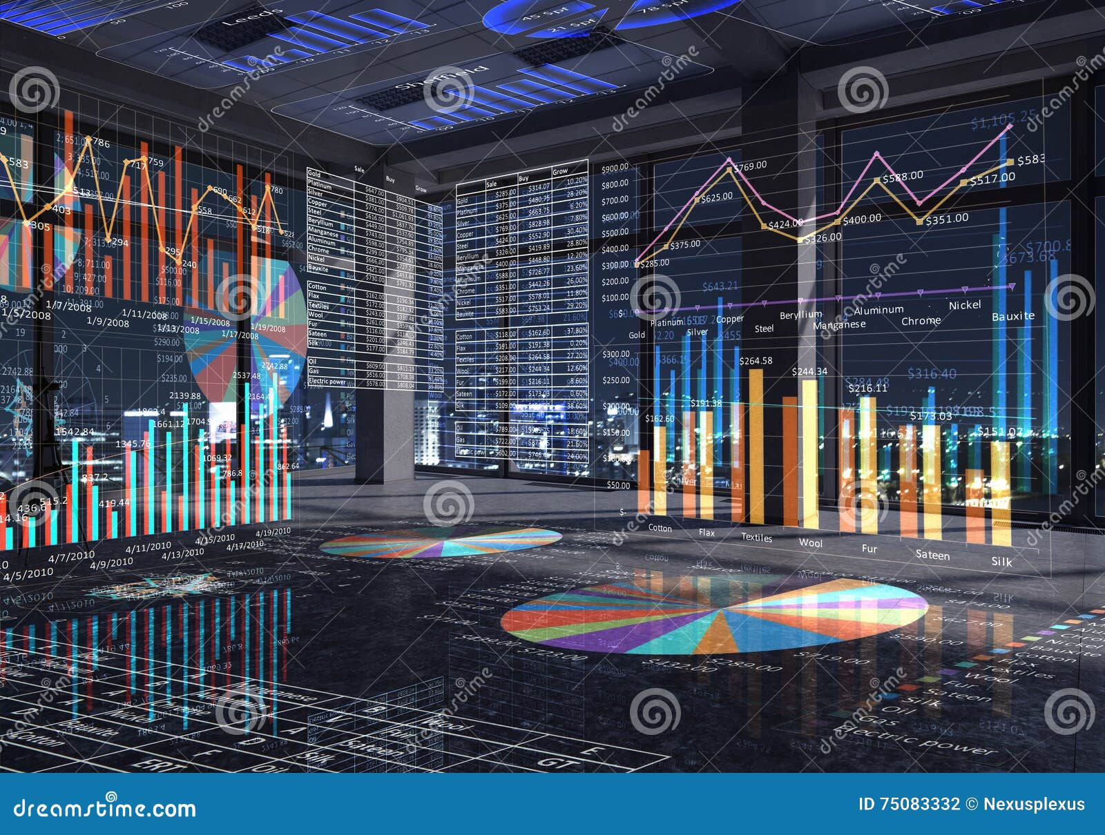 Night Office Interior . Mixed Media Stock Photo - Image of architecture ...