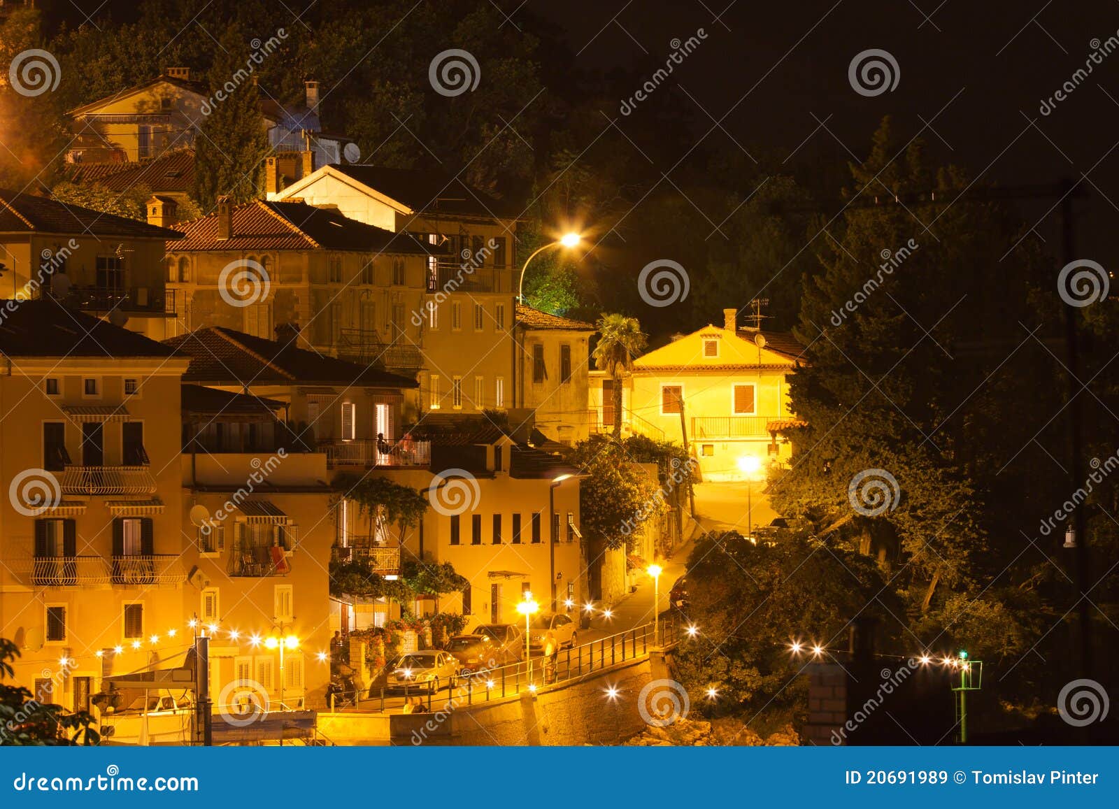 Night in Old Mediterranean Town Stock Image - Image of mountains, alone ...