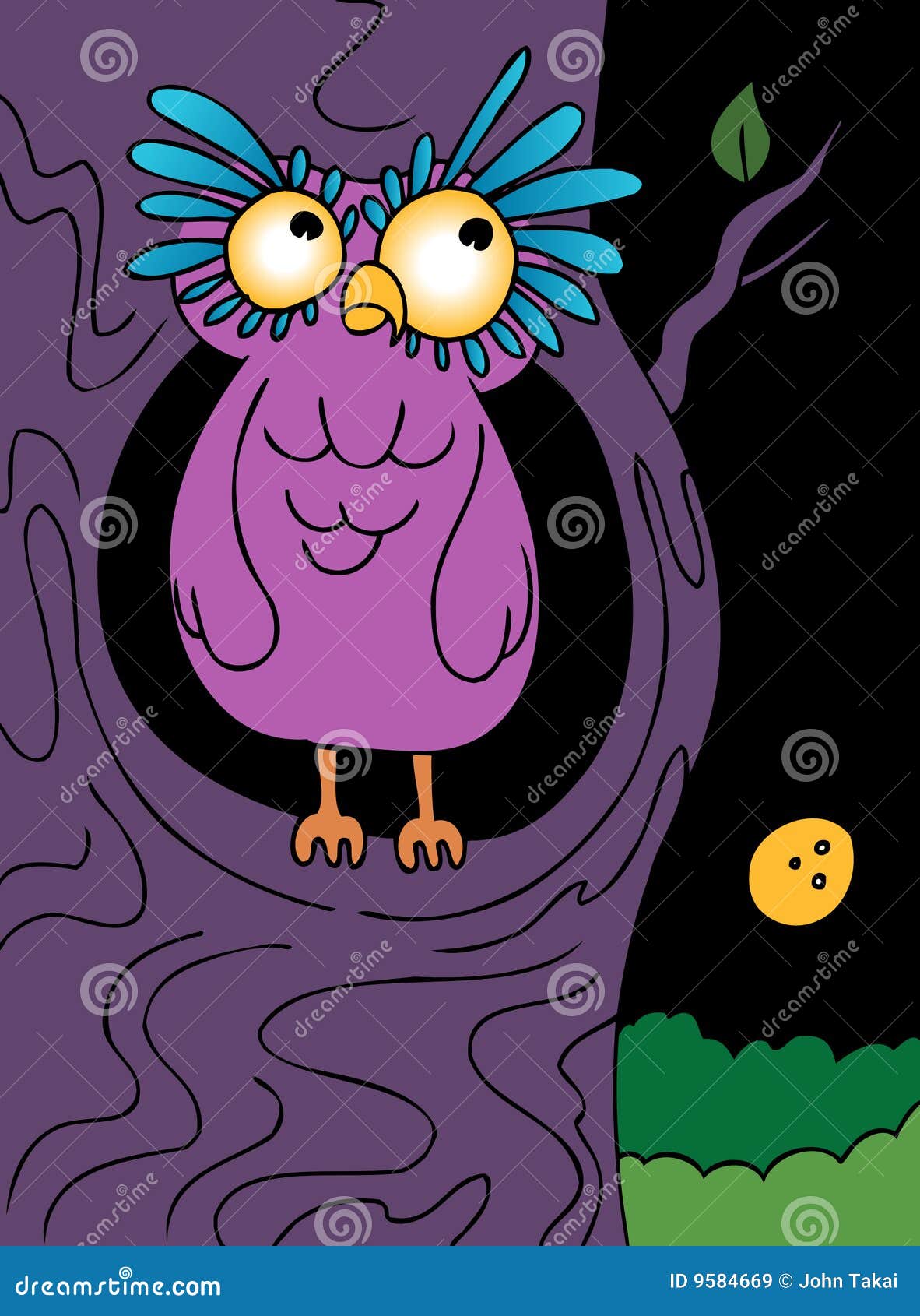 Night Owl stock vector. Illustration of purple, perching - 9584669