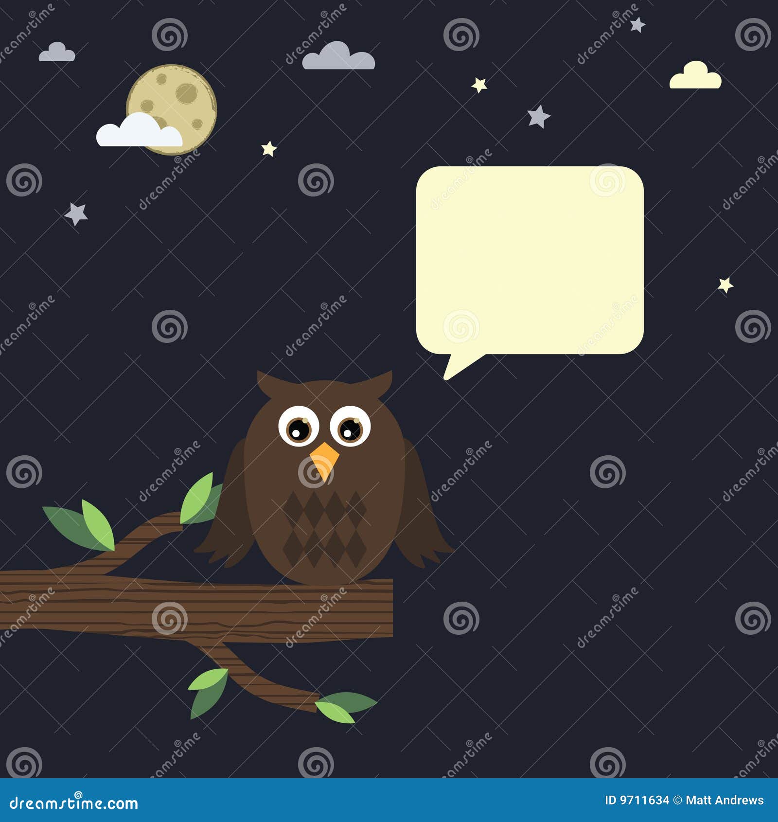 Night owl stock vector. Illustration of wildlife, moon - 9711634