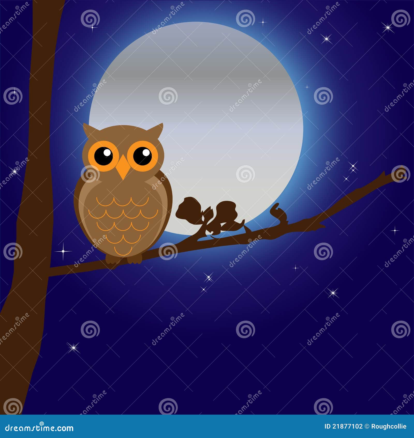 Night Owl by Moonlight stock illustration. Illustration of design ...