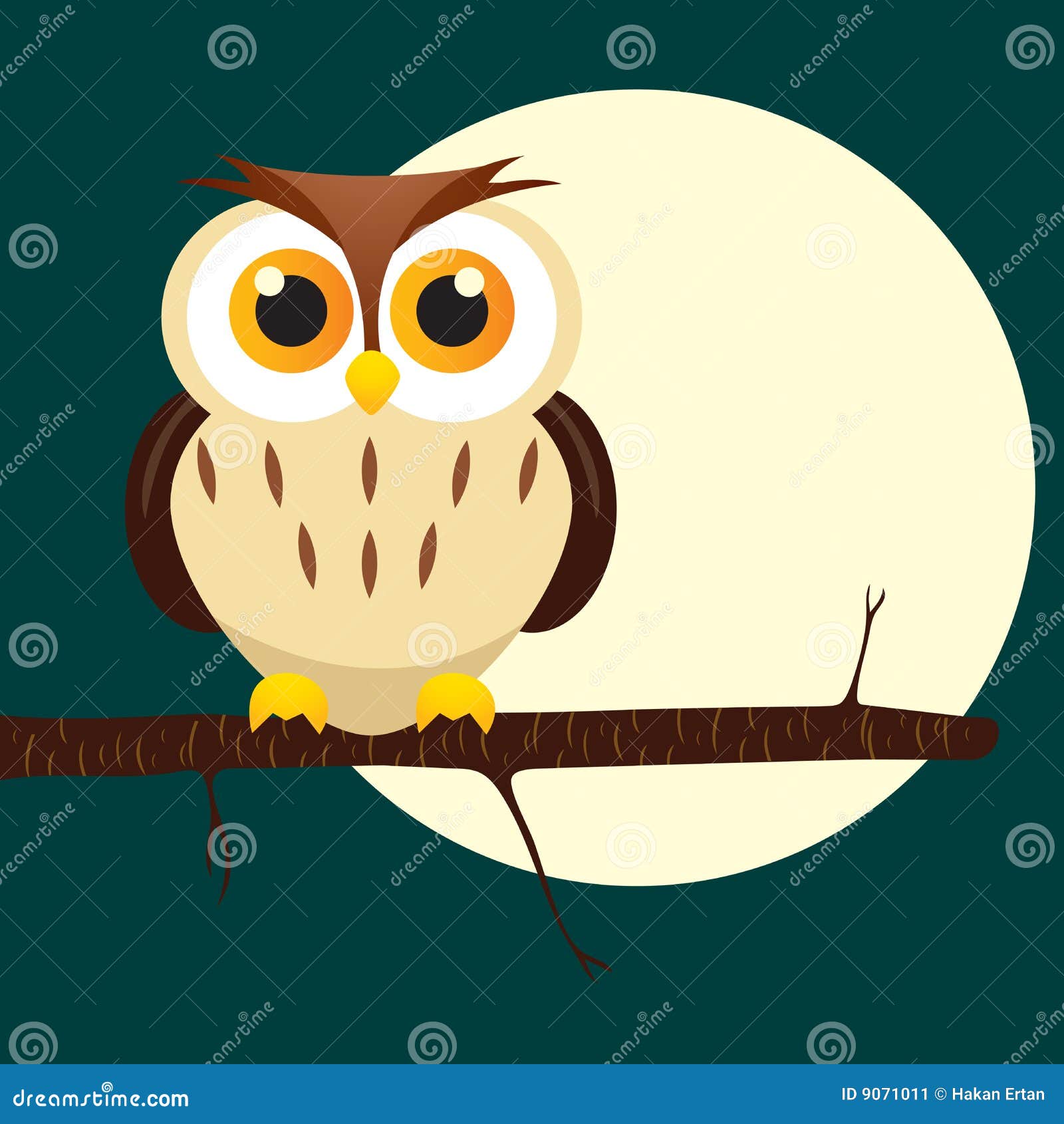 Night owl on tree stock vector. Illustration of tree, beak - 9071011