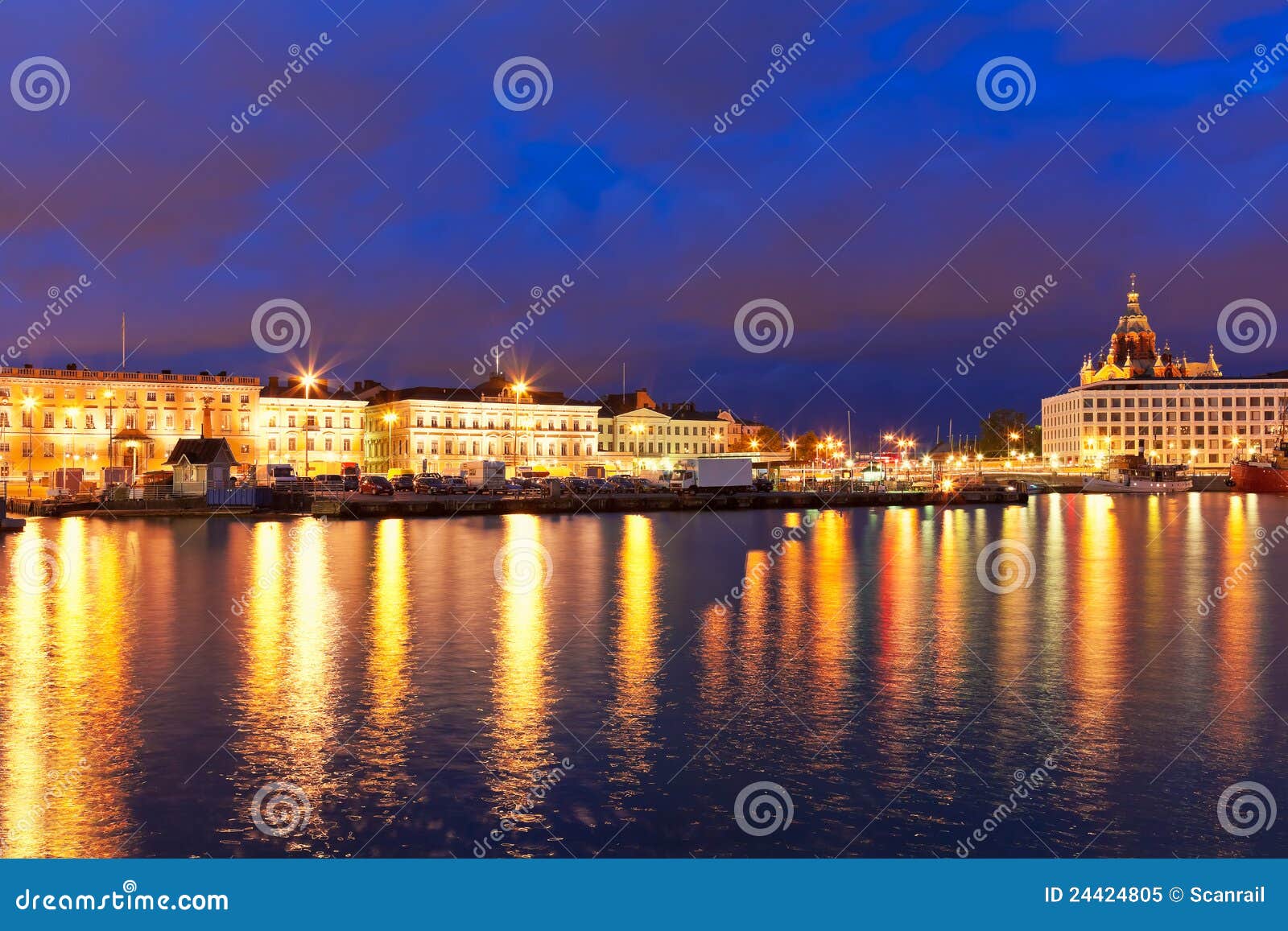 Night Panorama of Helsinki, Finland Stock Image - Image of european ...