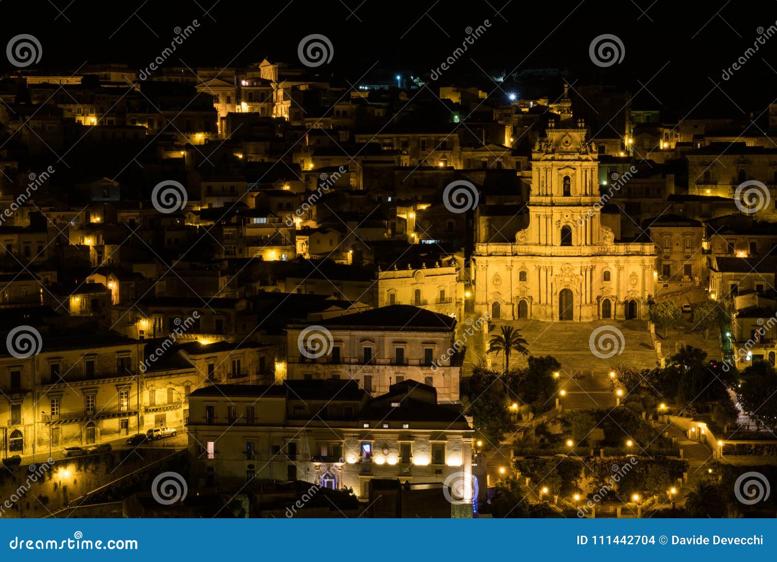 A Night Panorama of Modica, Sicily Stock Photo - Image of culture ...