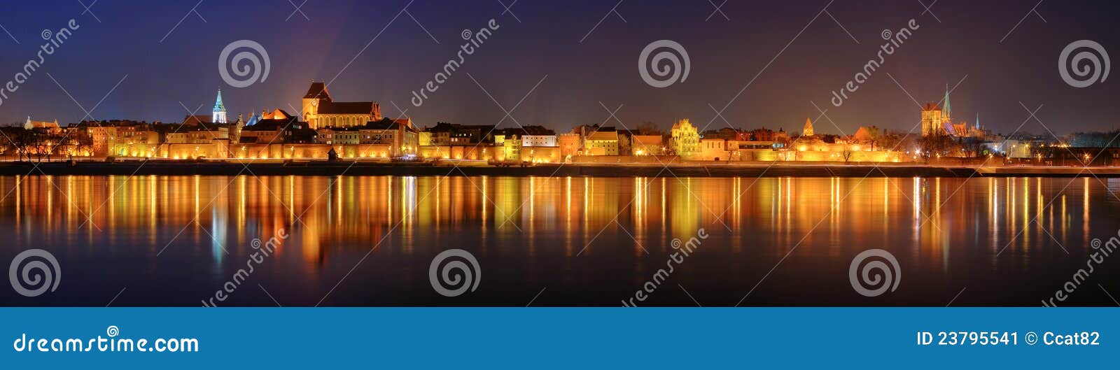Night panorama in Torun stock image. Image of illuminated - 23795541