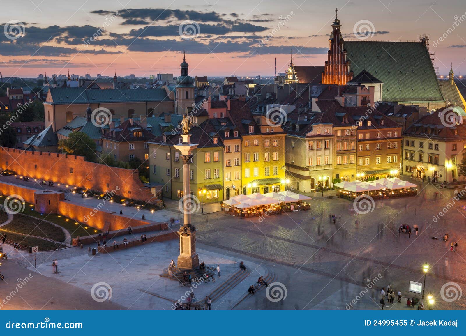 Night panorama of Warsaw stock image. Image of poland - 24995455