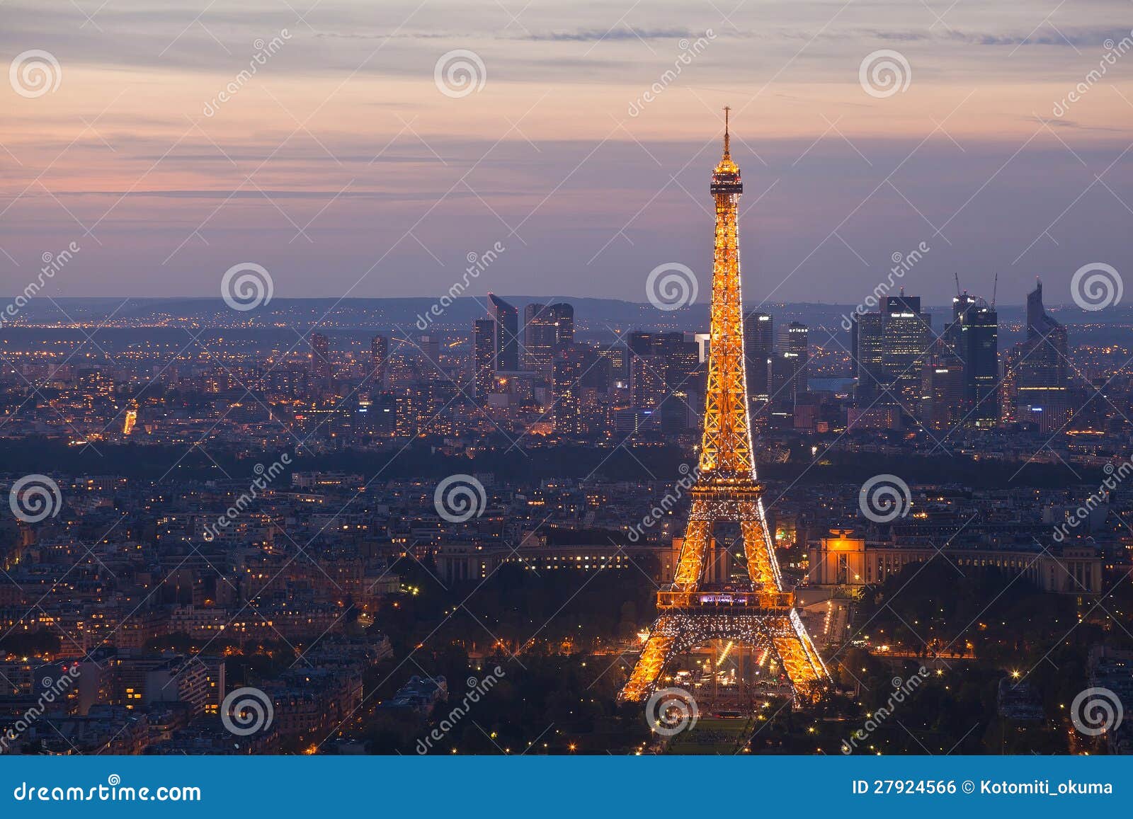 Night Paris. France. Top View. Editorial Photo - Image of aerial, blue ...