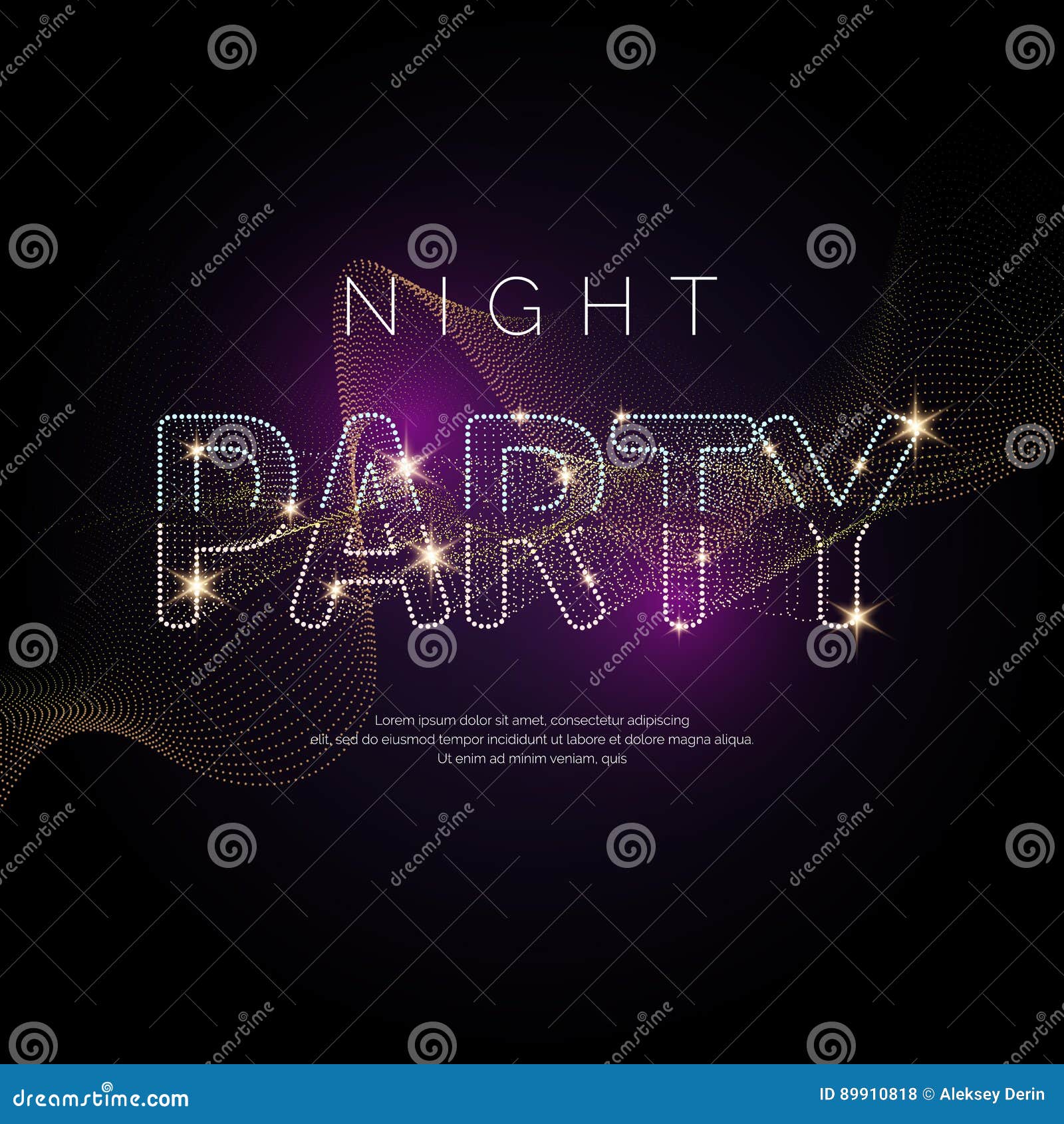 Night Party. Abstract Background with a Dynamic Waves and Particles ...