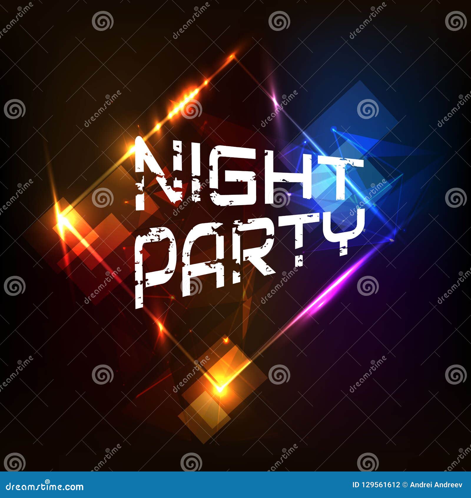 Night Party Poster, Colorful Light. Stock Illustration - Illustration ...