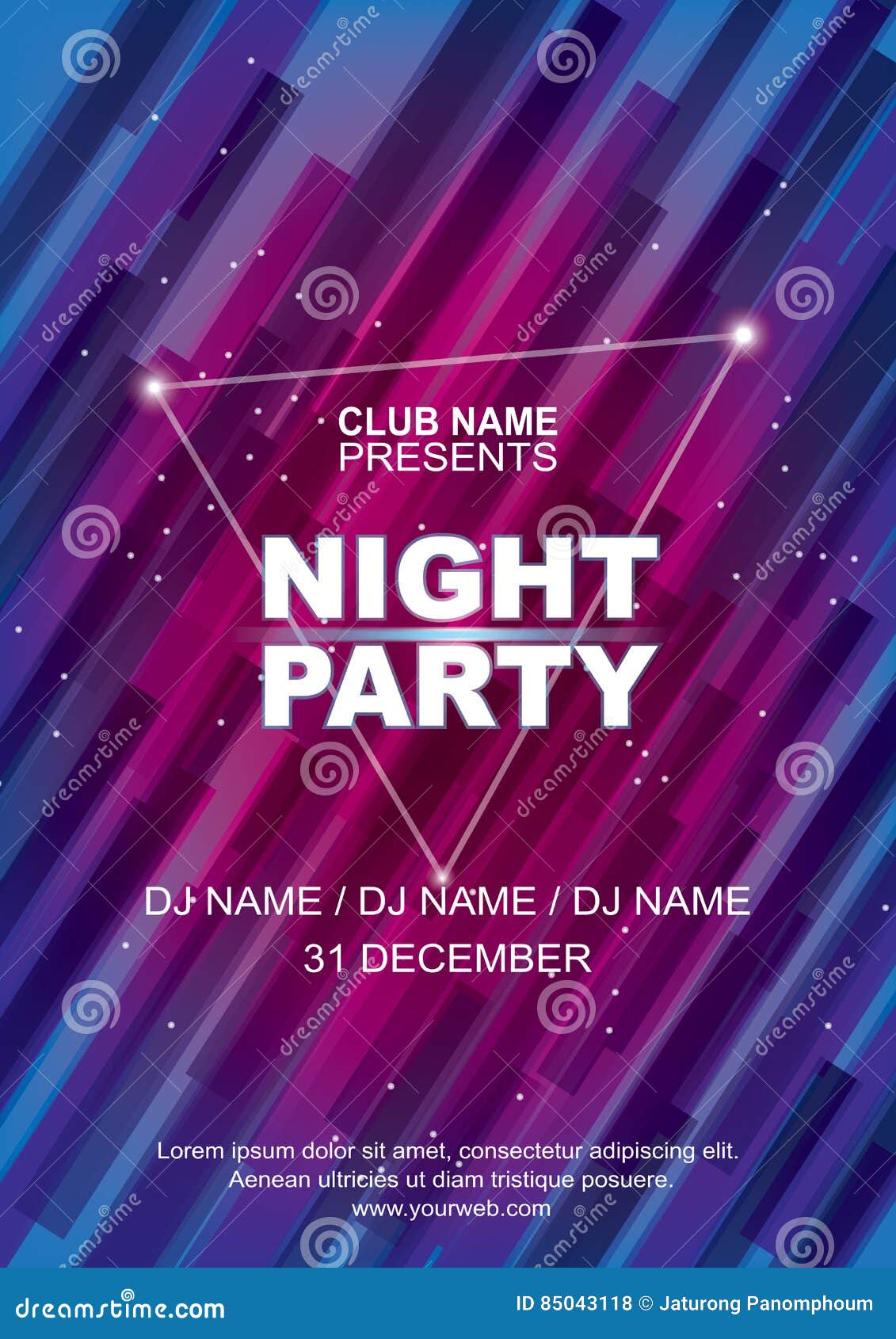 Night Party Poster Template Stock Illustration - Illustration of flyer ...