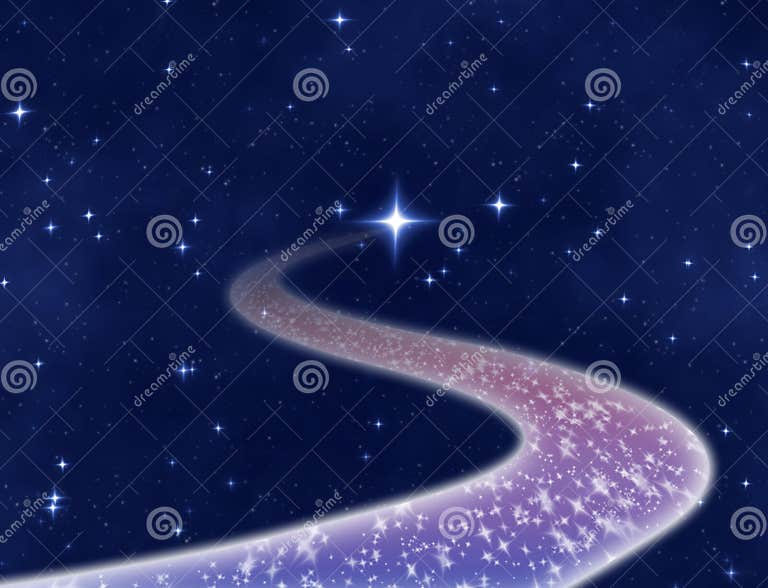 Night Path To the Stars & Sky Stock Illustration - Illustration of ...