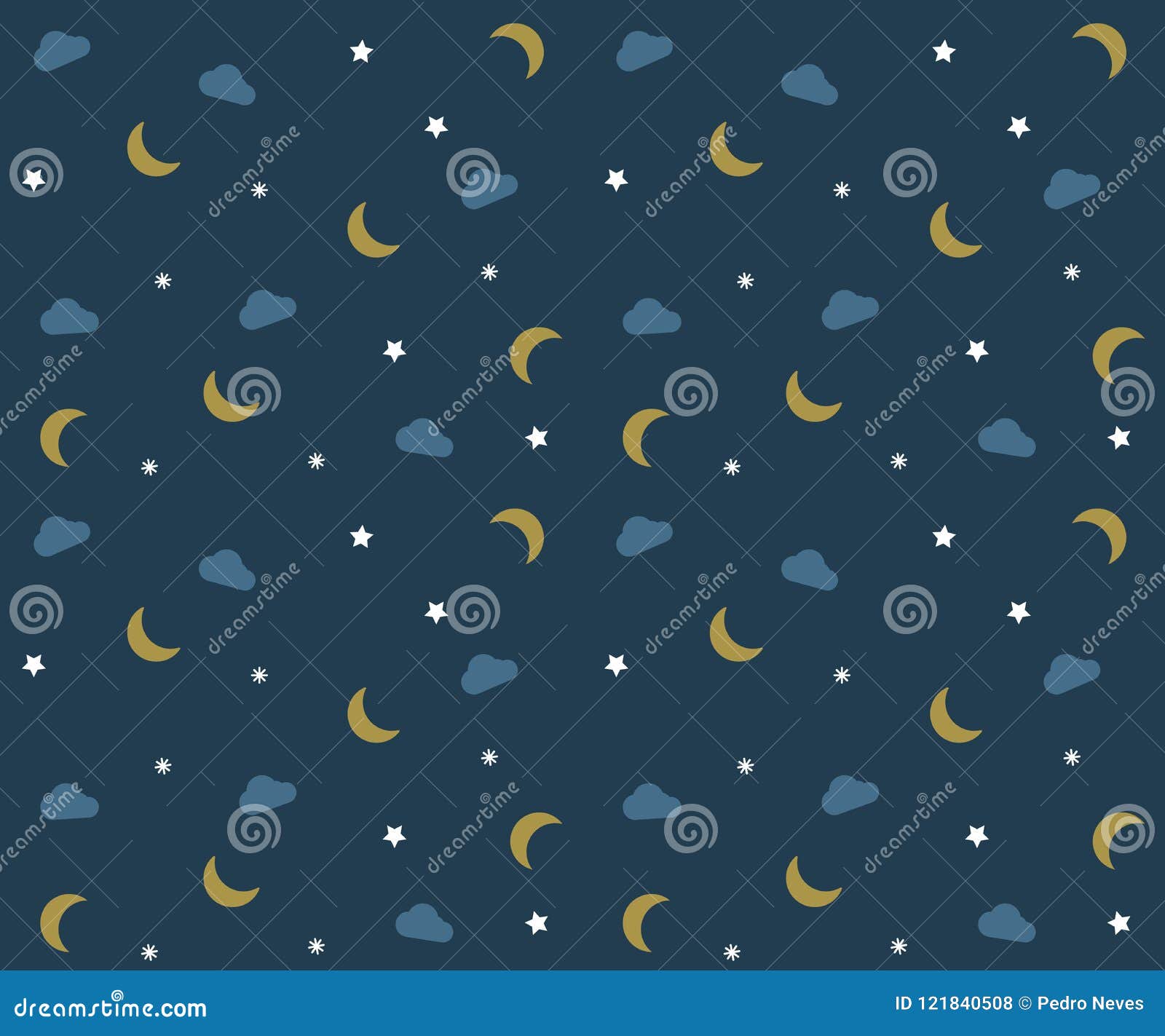 Night Pattern with Clouds, Moons and Stars. Vector Background Wallpaper ...