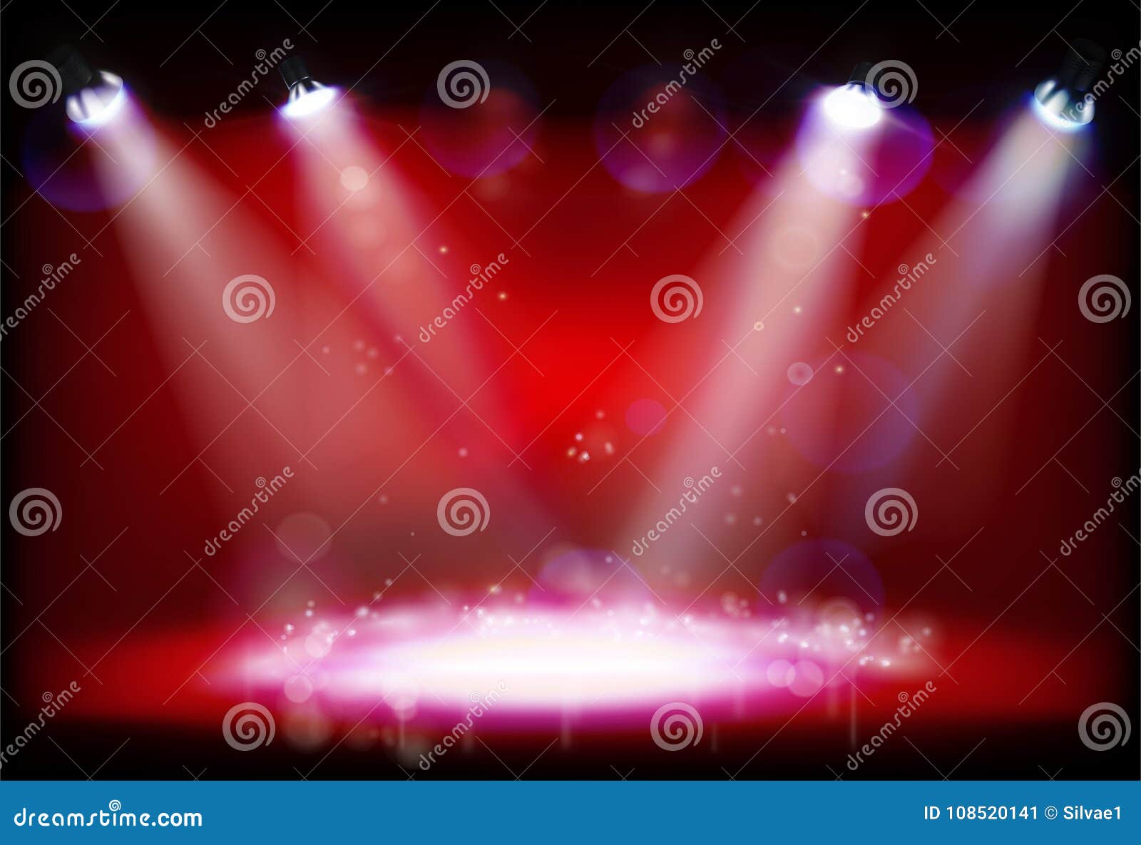 Night Performance. the Stage with Red Lights. Vector Illustration ...