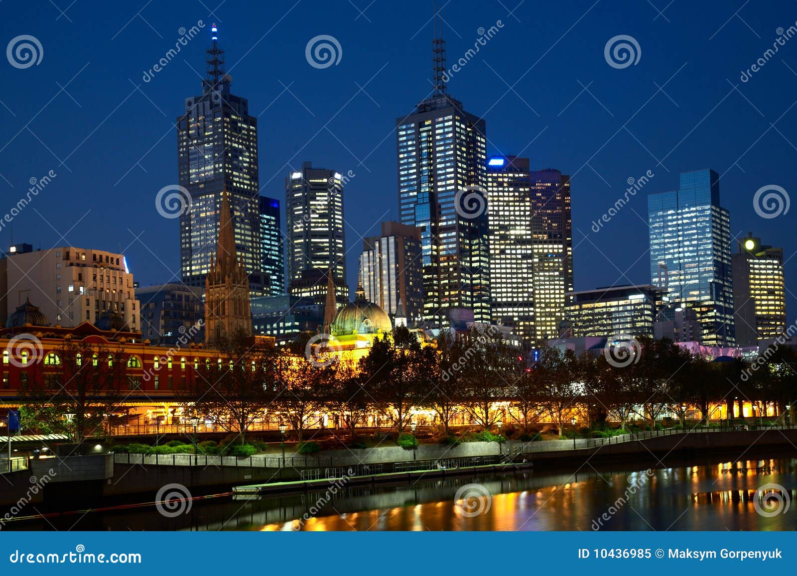Night Photo of Melbourne City Stock Image - Image of victoria, tower ...